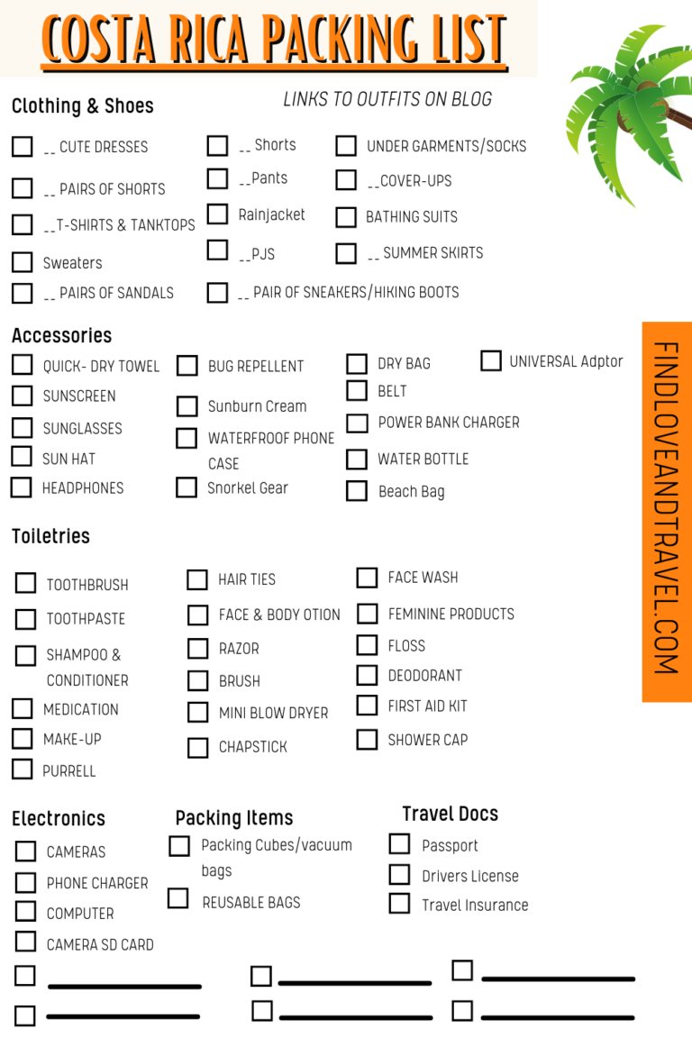 Essential Costa Rica Packing List (With FREE Printable) - Find Love and ...