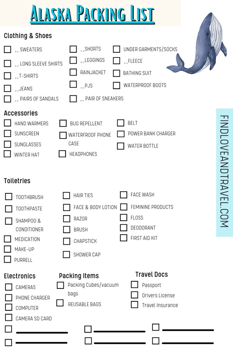 Alaska Cruise Packing List With A PDF Printable - Find Love and Travel